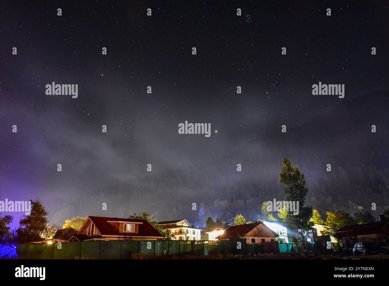 Pahalgam, India. 30th Sep, 2024. A long exposure photo shows stars ...