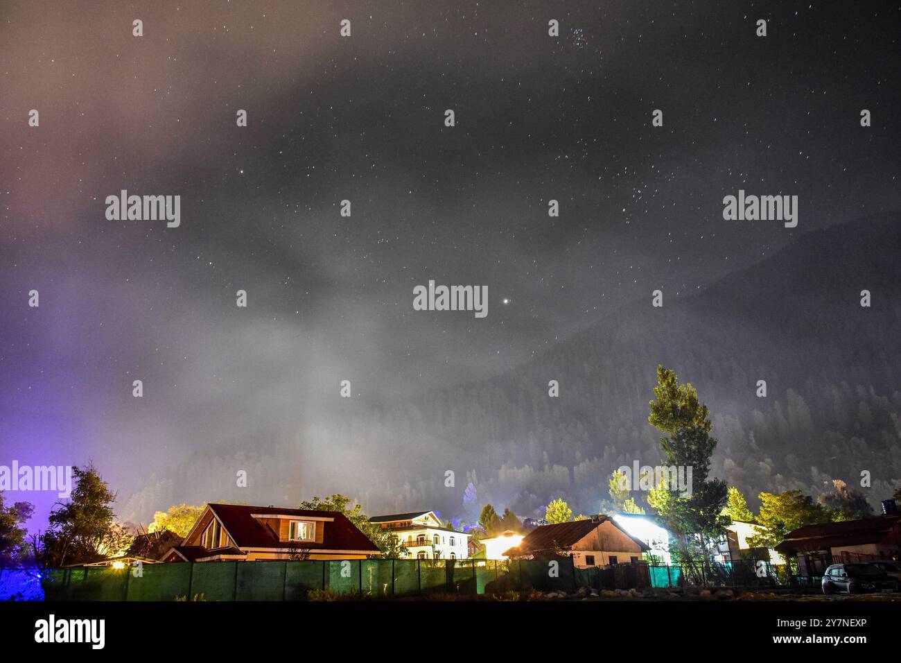 Pahalgam, India. 30th Sep, 2024. A long exposure photo shows stars ...