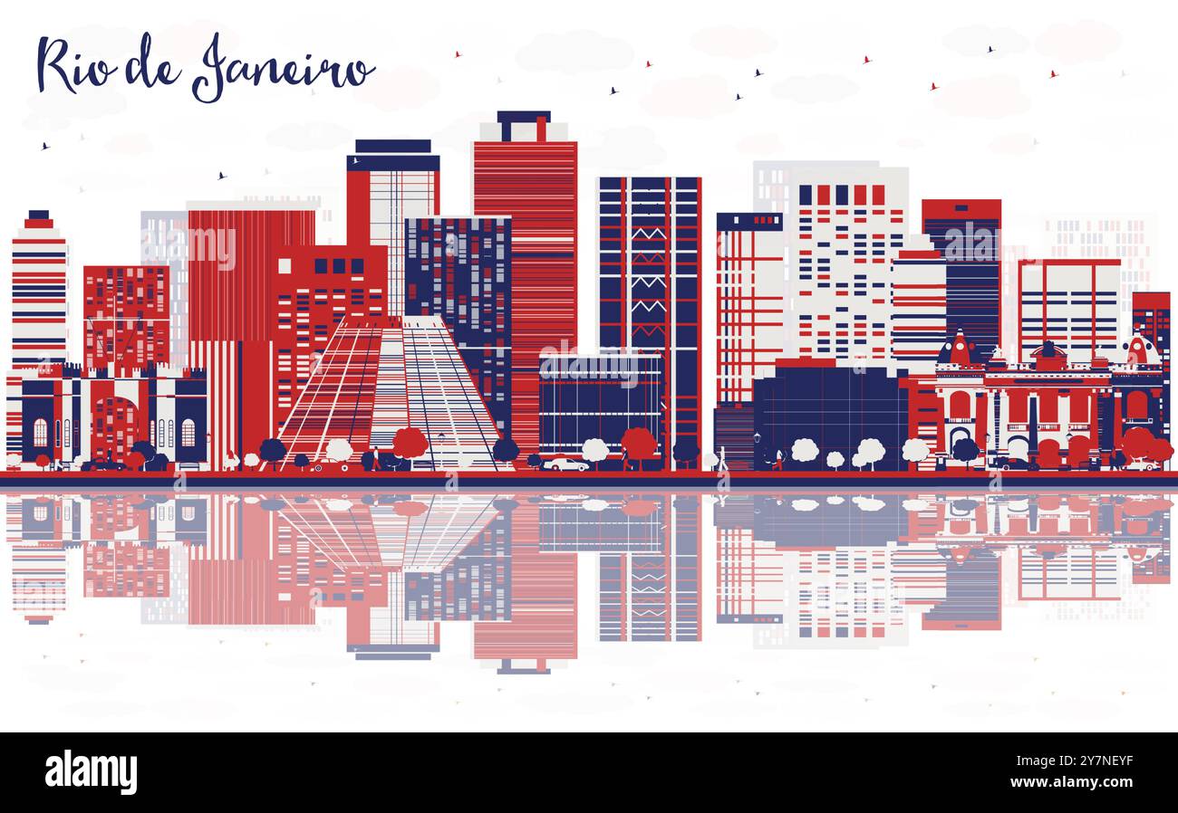 Abstract Rio de Janeiro Brazil city skyline with color buildings and ...