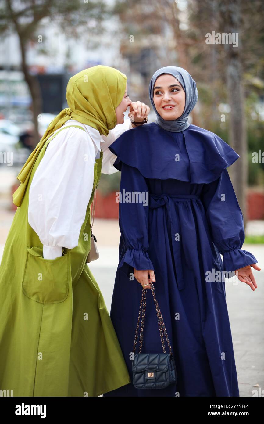 Turkish girls wearing the hijab in the streets of Gaziantep, southern ...