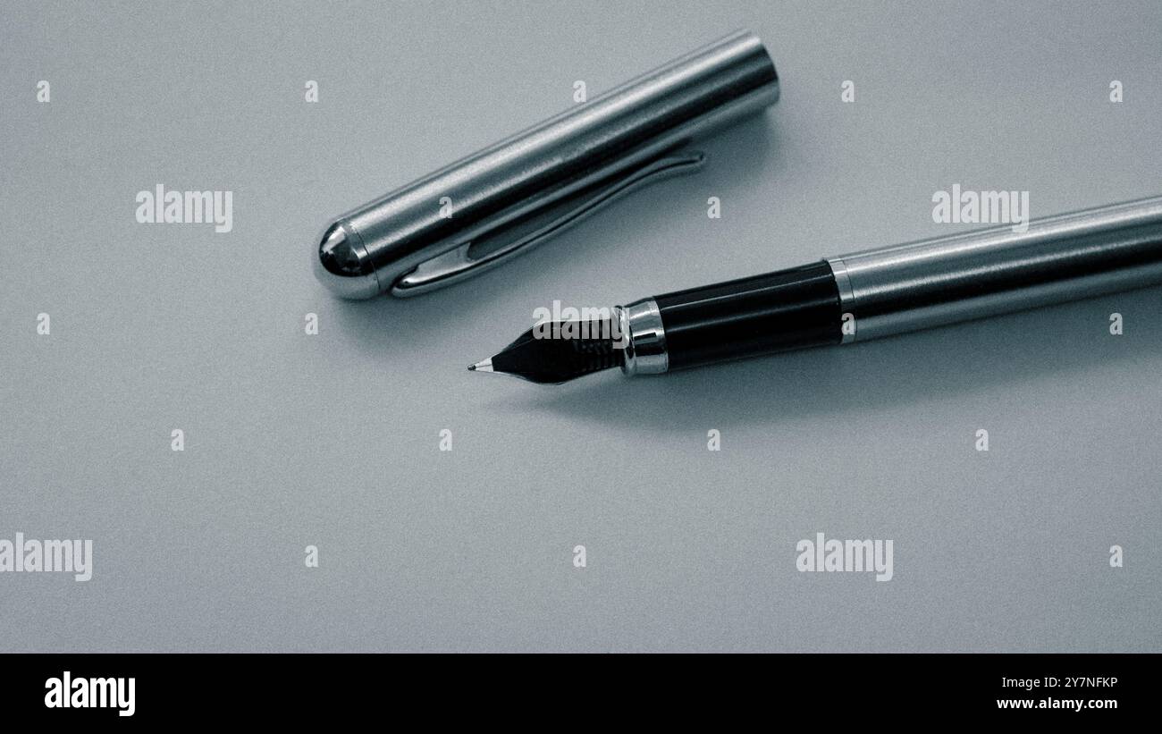 Fountain pen close up , texture , macro black and white photo Stock ...