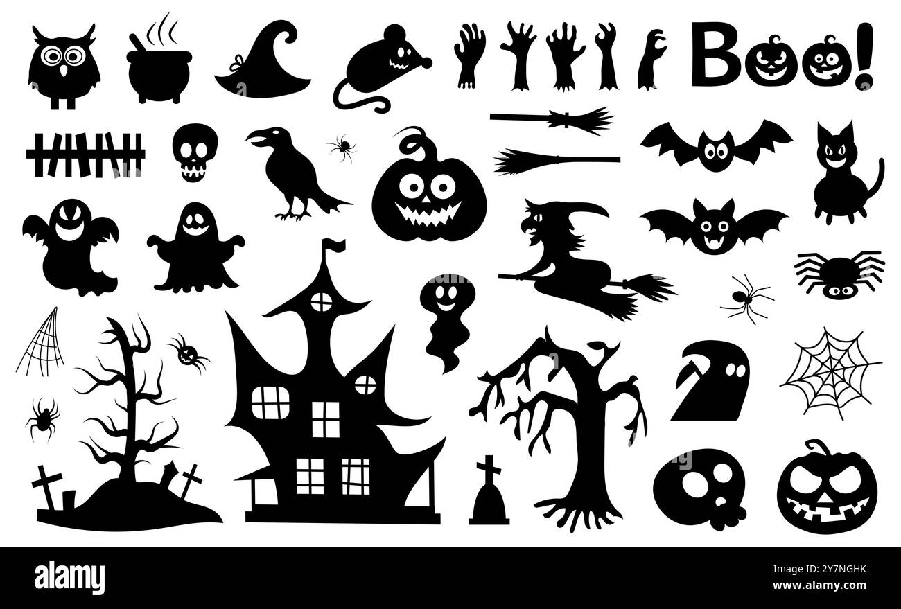 Set of silhouettes of Halloween Stock Vector Image & Art - Alamy