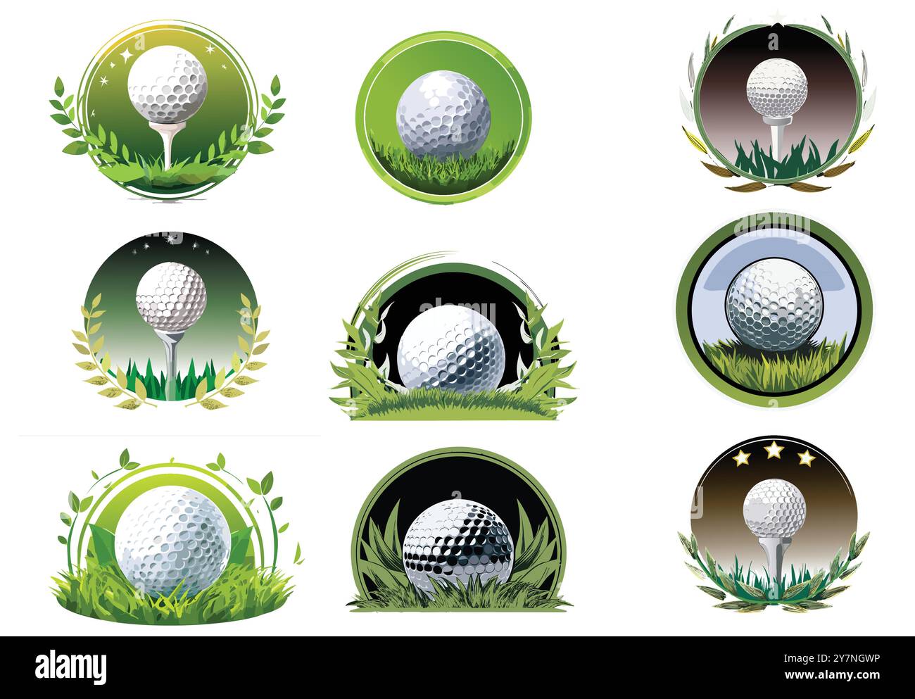 Collection of golf ball logos with vector designs. Perfect for sport ...