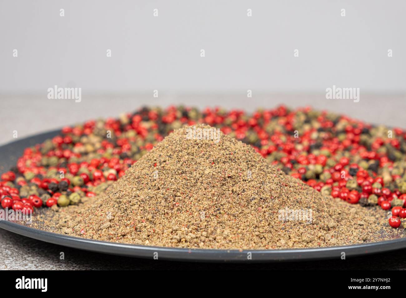 Ground pepper, a mixture of red, green, white and black pepper Stock ...