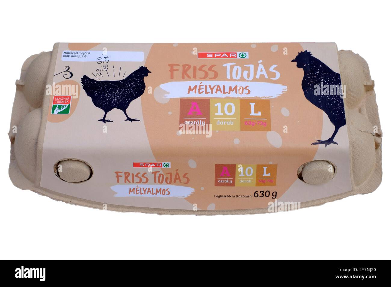 closed hungarian spar box of ten large eggs cut out on white background ...