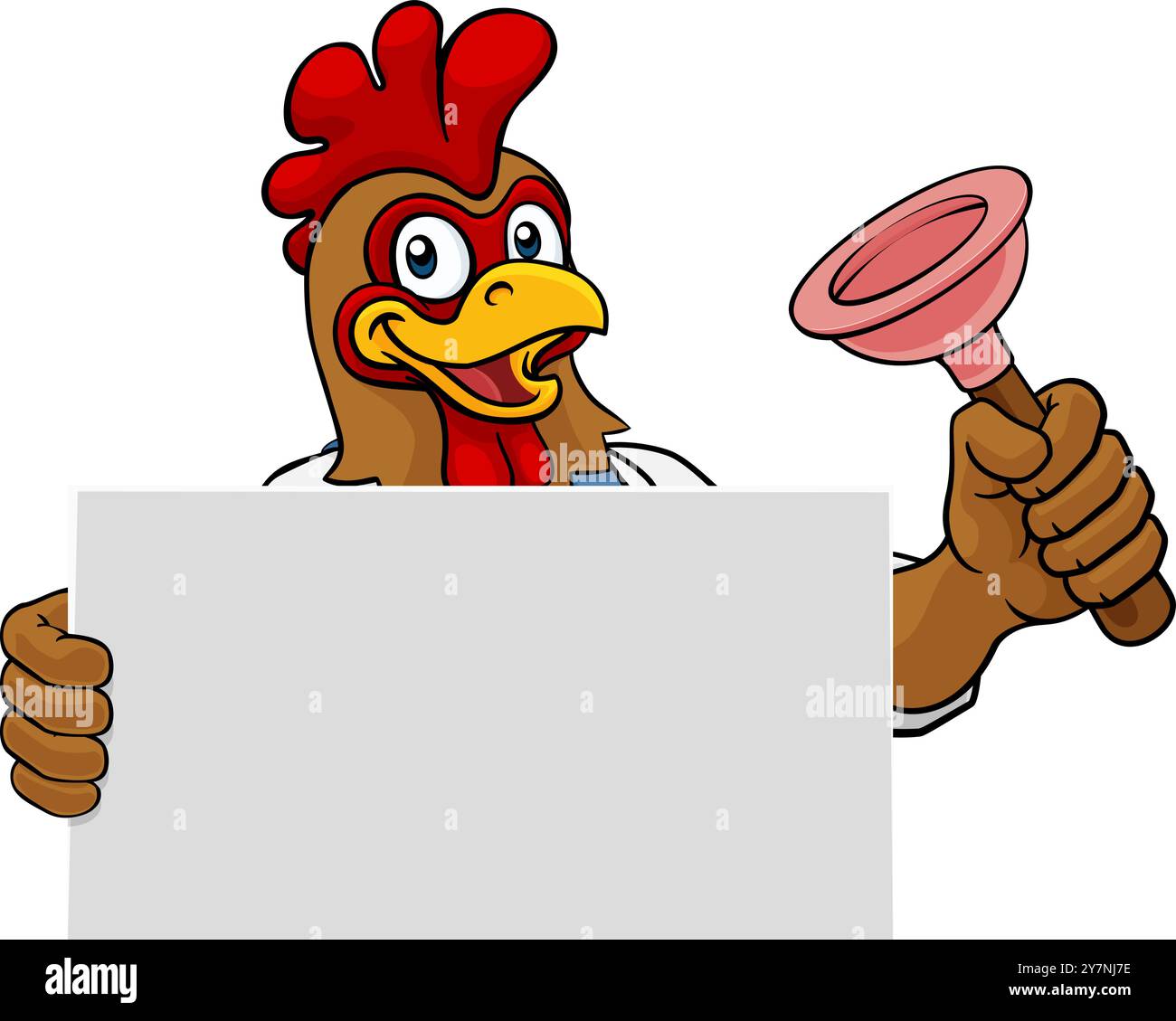 Plumber Chicken Plunger Cartoon Plumbing Mascot Stock Vector Image ...