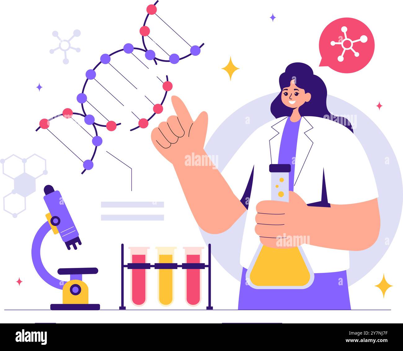 Genetic Science Concept Vector Illustration featuring a DNA Molecule ...
