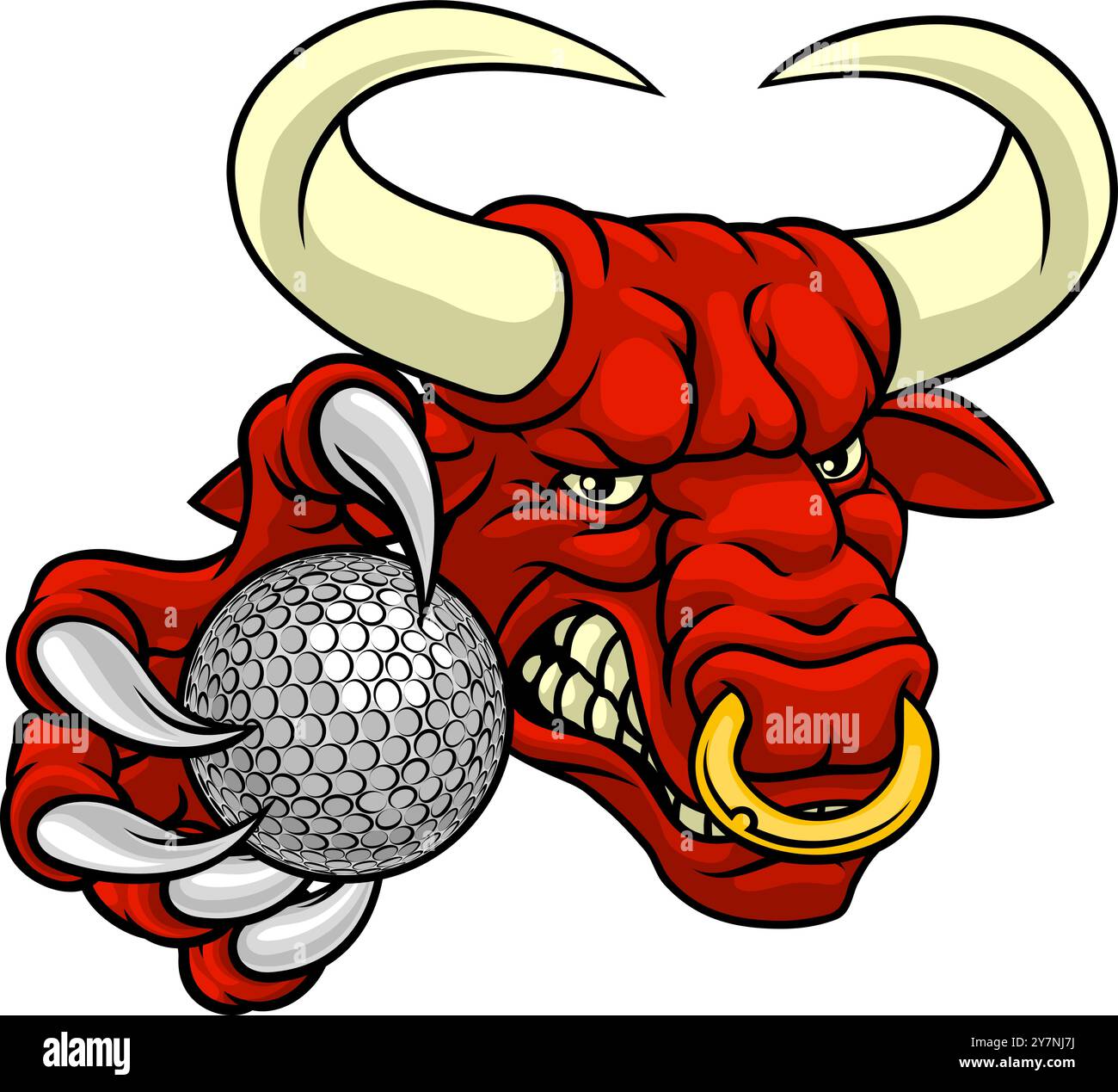 Bull Minotaur Longhorn Cow Golf Mascot Cartoon Stock Vector Image & Art ...