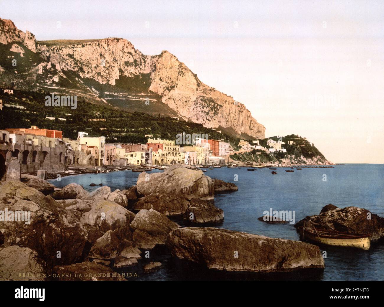 The large marina, Capri Island, Italy, around 1895, Historical ...
