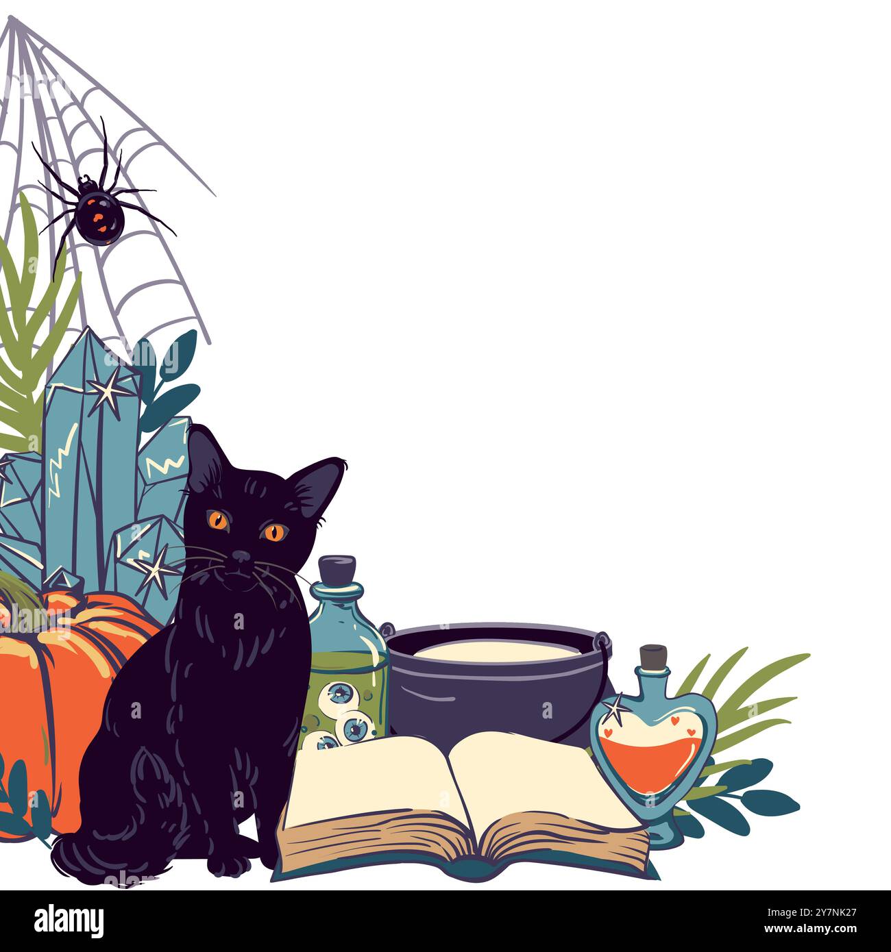 Composition of magical elements for Halloween. Attributes of witchcraft ...