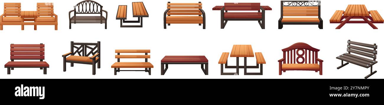 Wooden picnic benches tables Cut Out Stock Images & Pictures - Alamy
