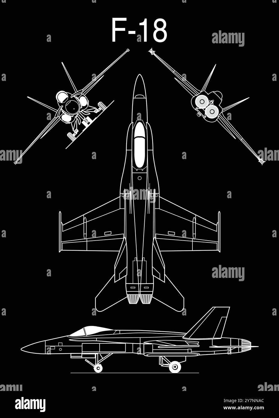 Silhouette f 18 jet fighter plane Black and White Stock Photos & Images ...