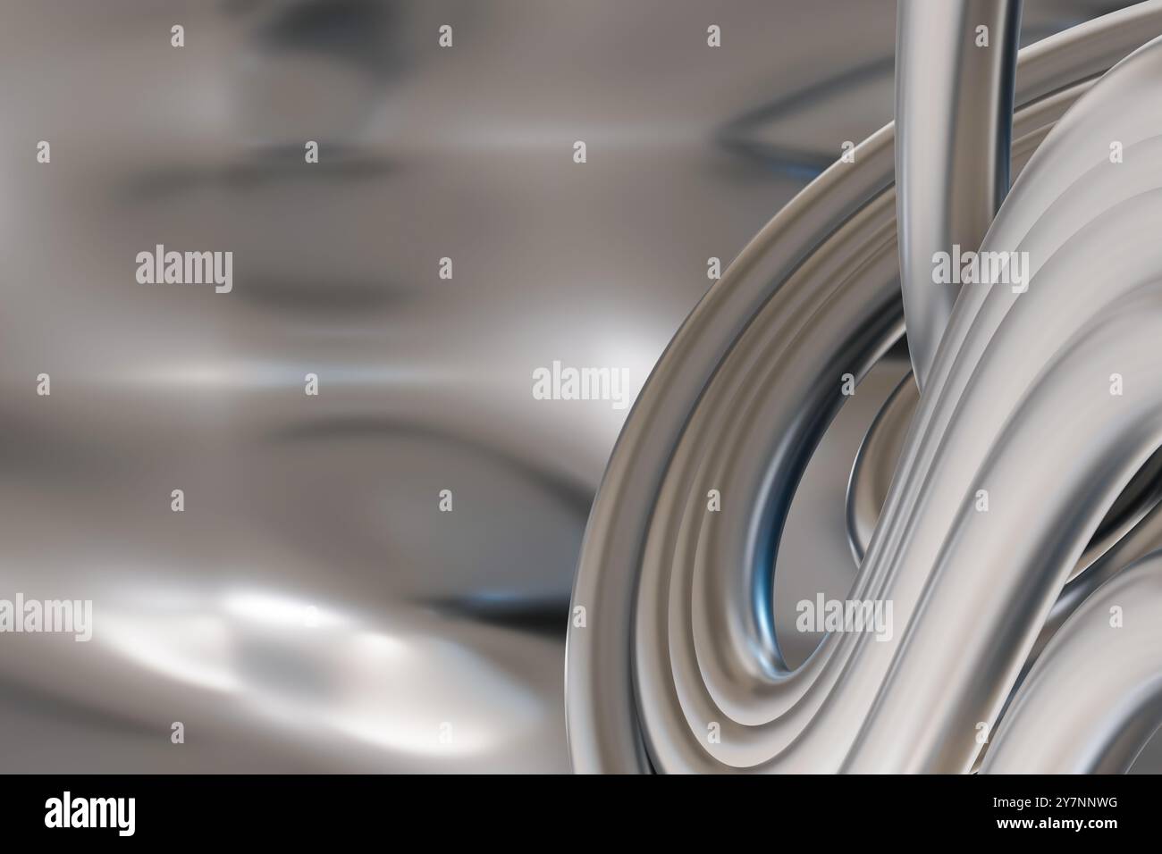 Abstract chrome background with smooth, flowing curves and reflective ...
