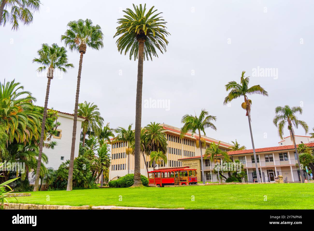 Santa Barbara, California - April 20, 2024: Picturesque view of palm ...