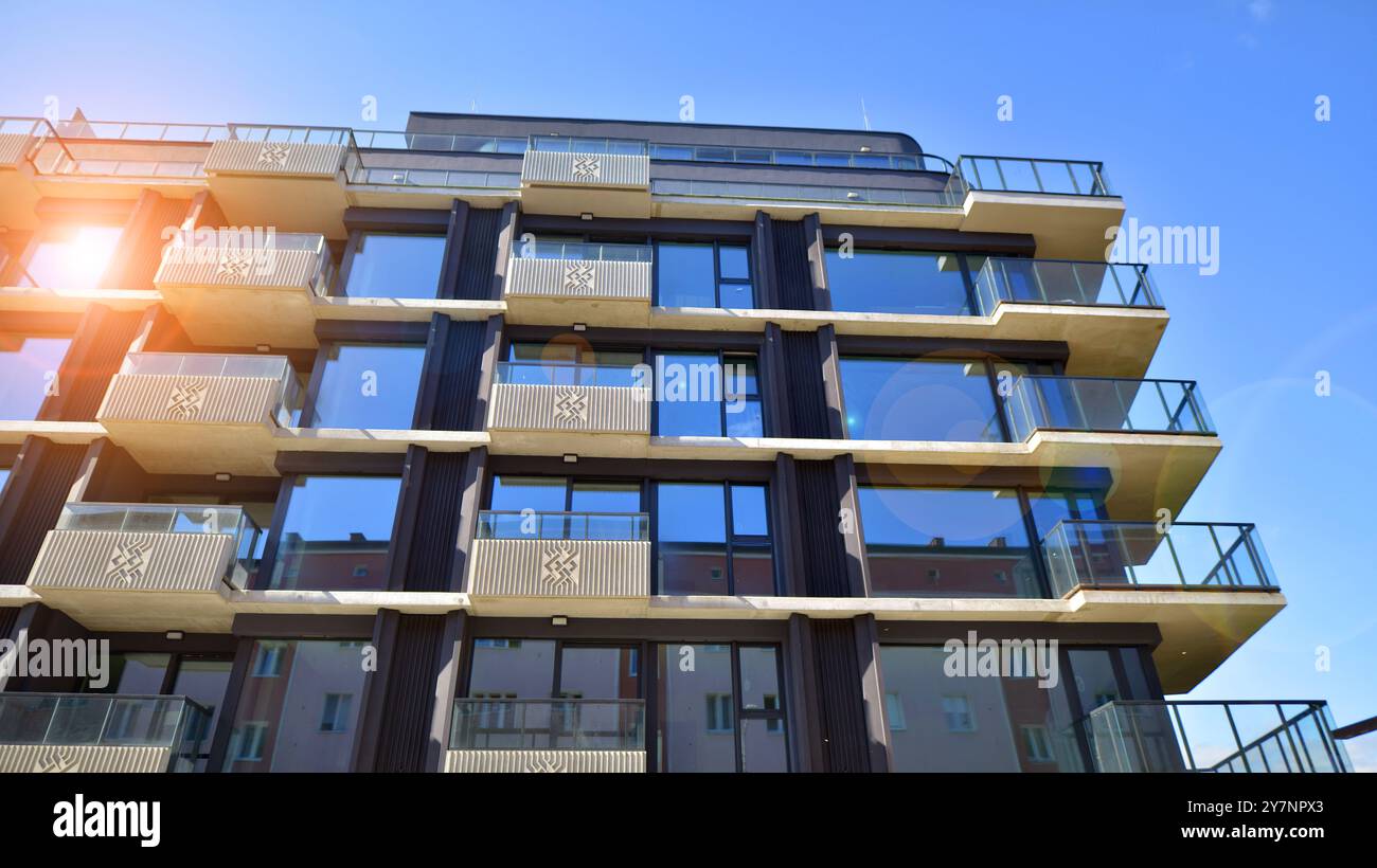 Modern architecture of urban residential apartment buildings on a sunny ...