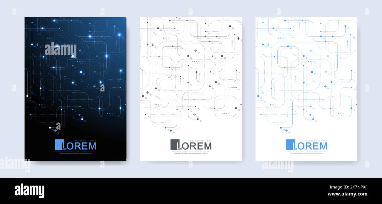 Abstract digital technology cover template design for a report and ...