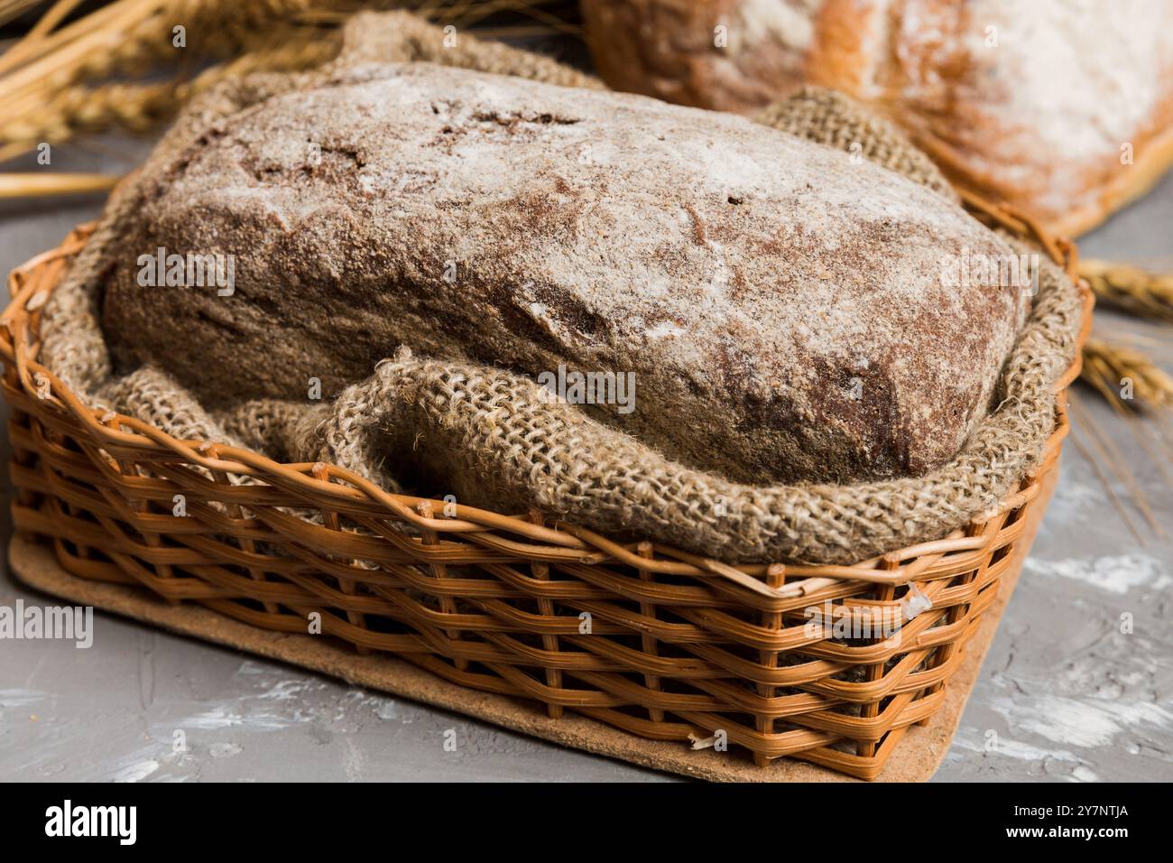 Homemade natural breads. Different kinds of fresh bread as background ...