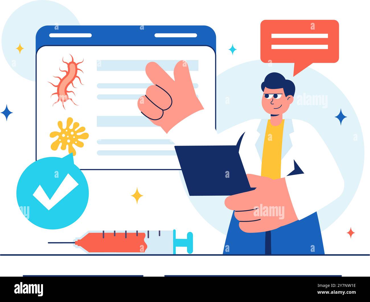 Immunologist Vector Illustration Showing the Immune Protection System ...