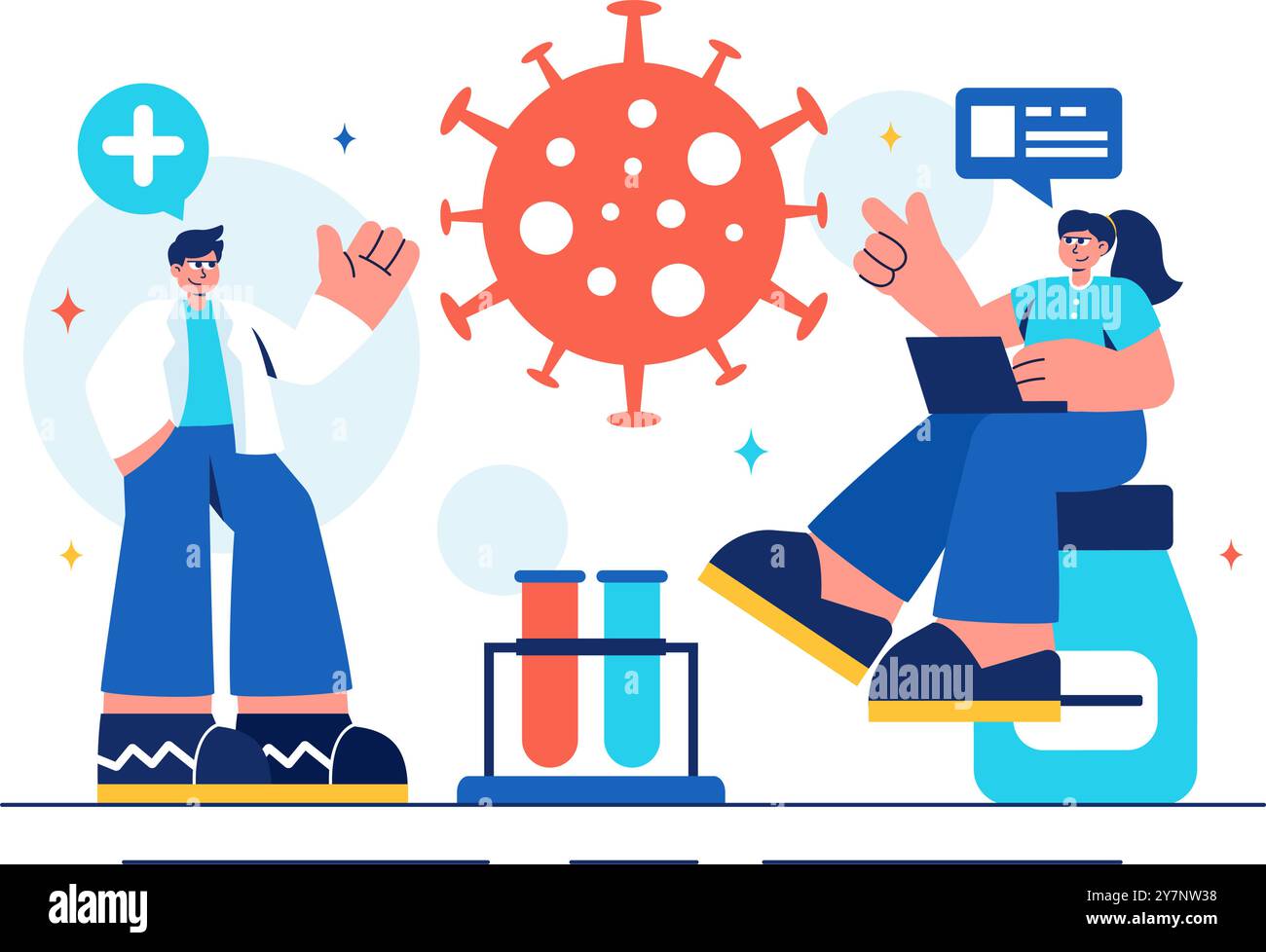 Immunologist Vector Illustration Showing the Immune Protection System ...