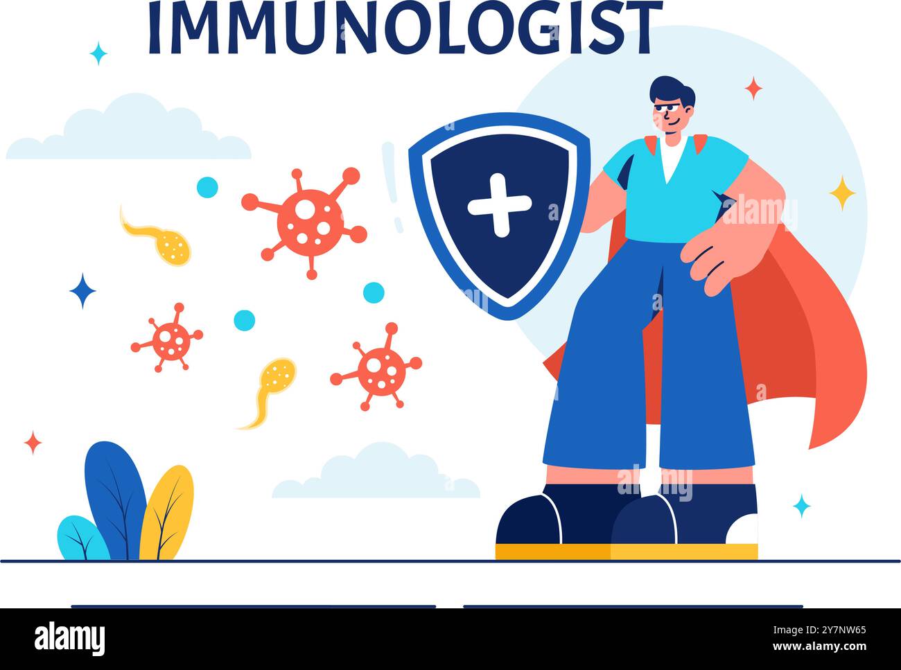 Immunologist Vector Illustration Showing the Immune Protection System ...