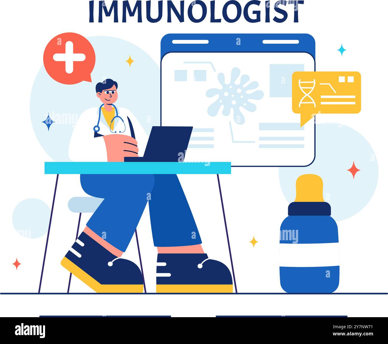 Immunologist Vector Illustration Showing the Immune Protection System ...