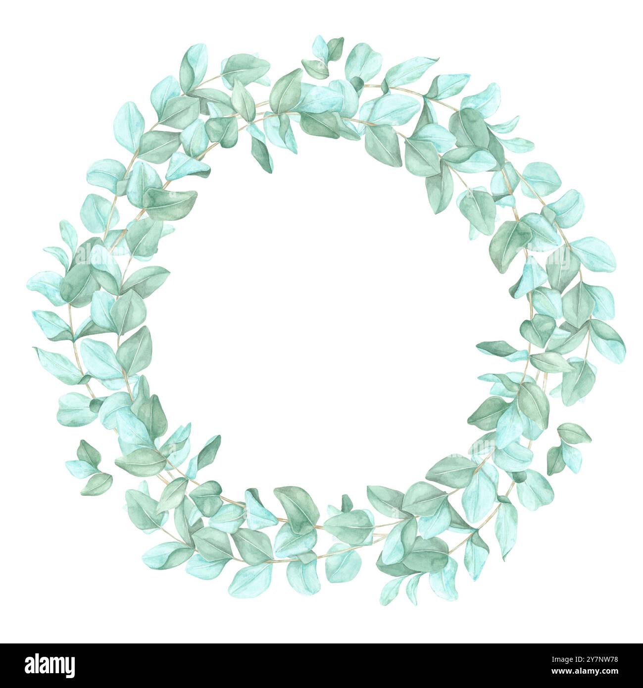 Oval-shaped frame made of delicate green eucalyptus branches ...