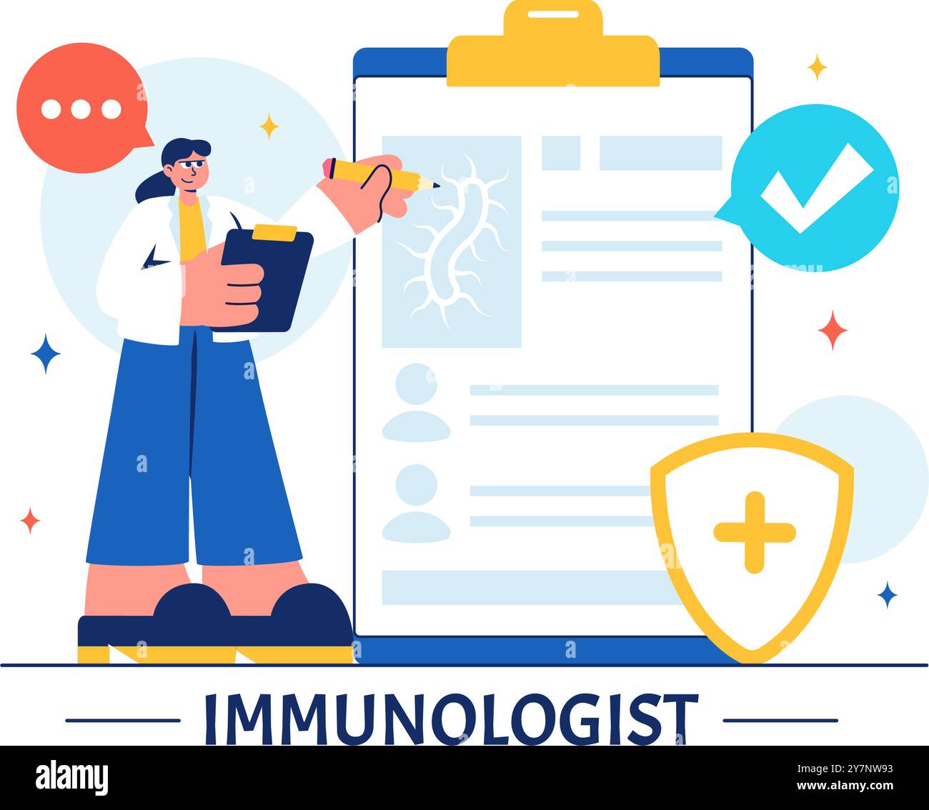 Immunologist Vector Illustration Showing the Immune Protection System ...