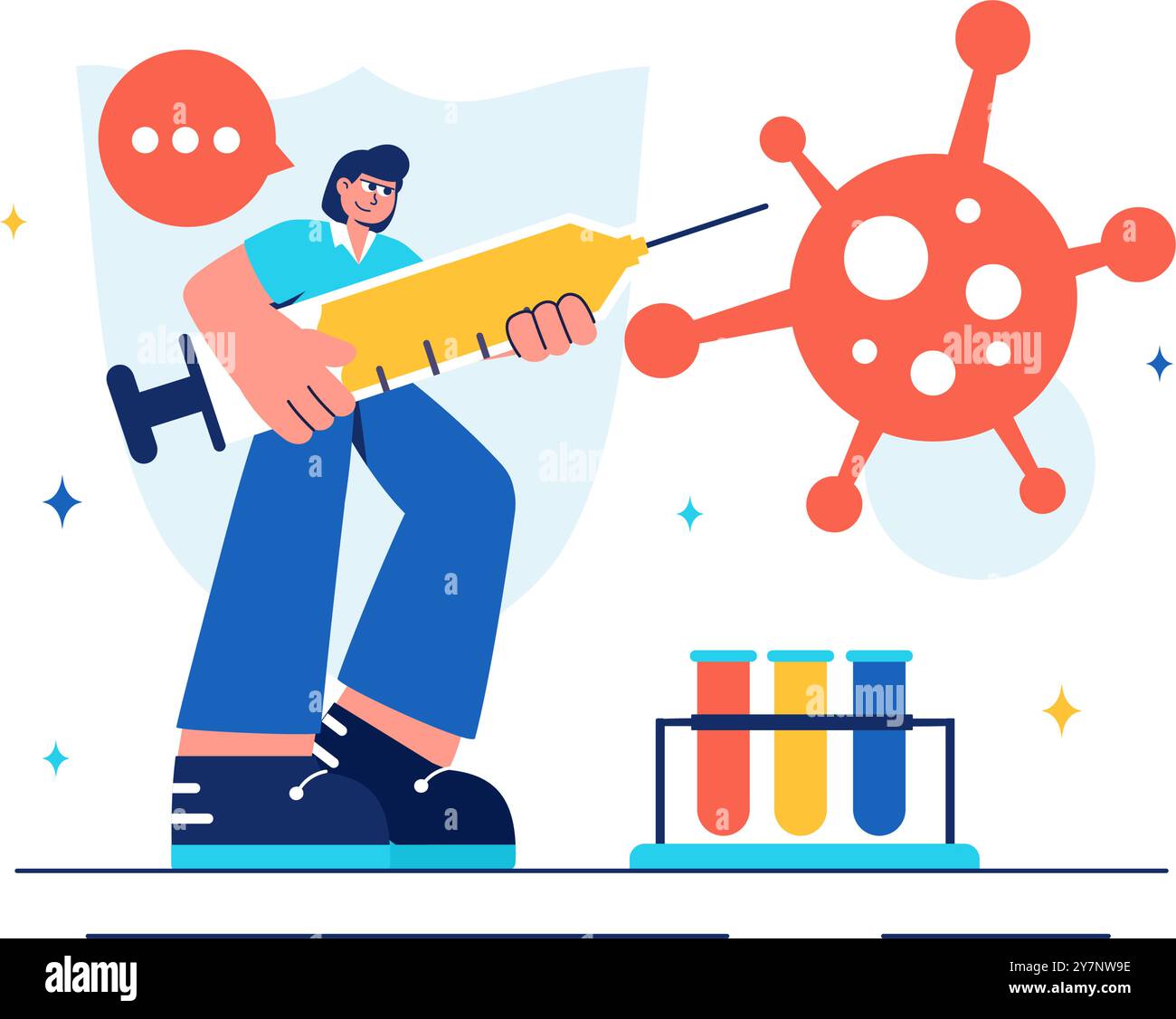 Immunologist Vector Illustration Showing the Immune Protection System ...