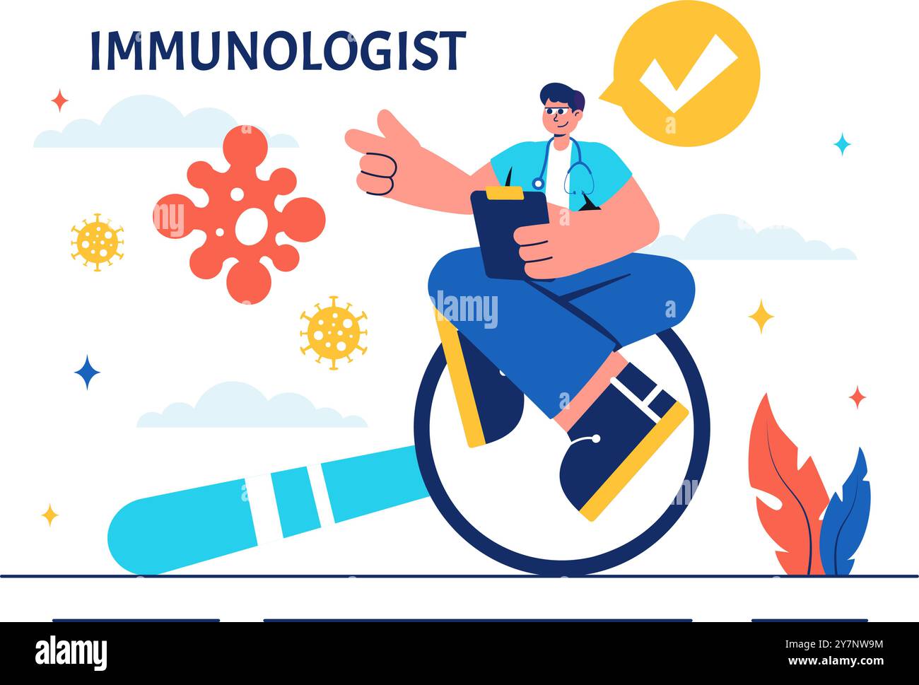 Immunologist Vector Illustration Showing the Immune Protection System ...