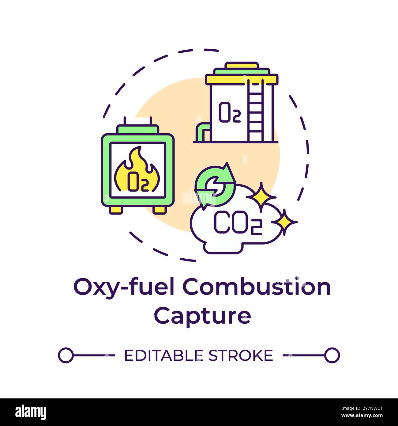 Oxy-fuel combustion capture multi color concept icon Stock Vector Image ...