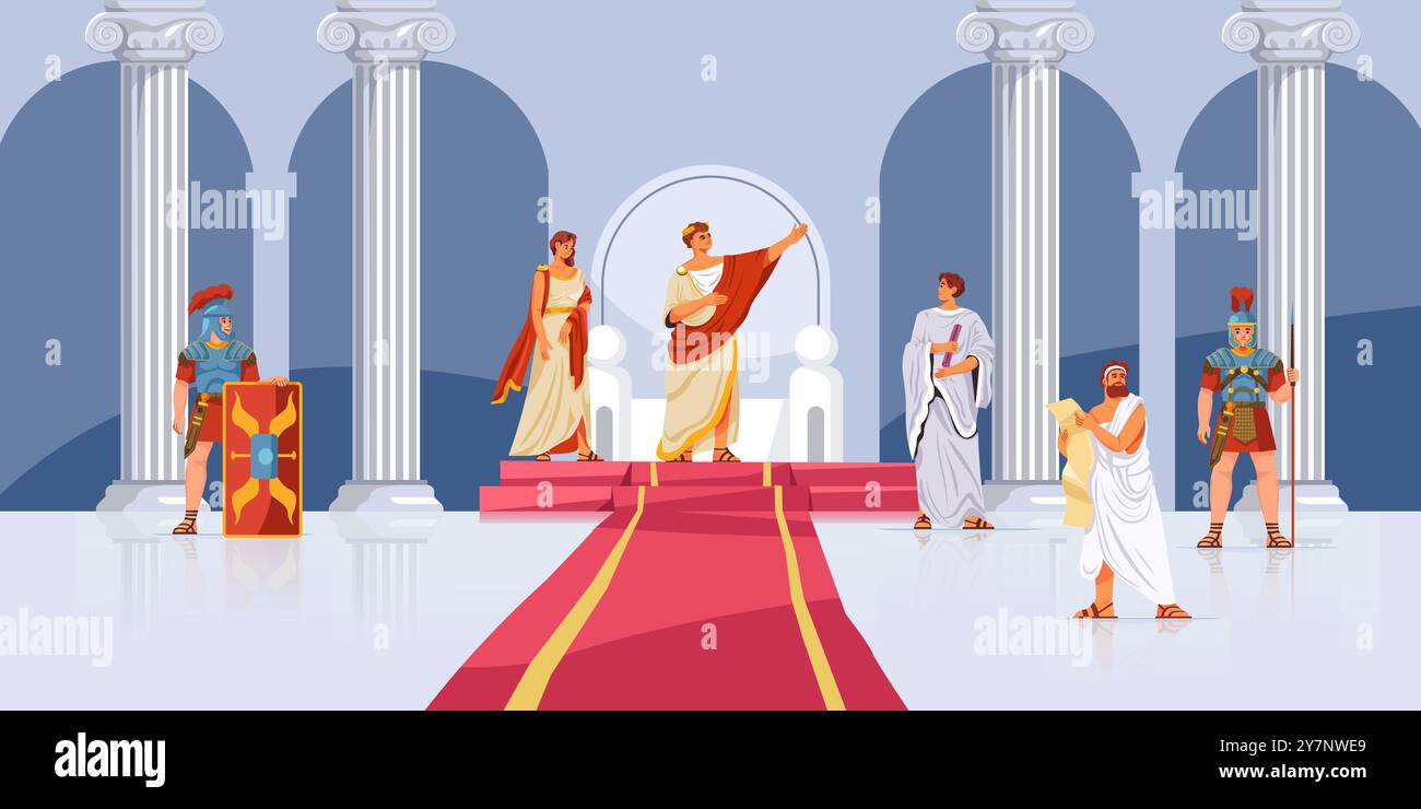 Rome emperor throne. Ancient roman emperor inside castle palace or ...