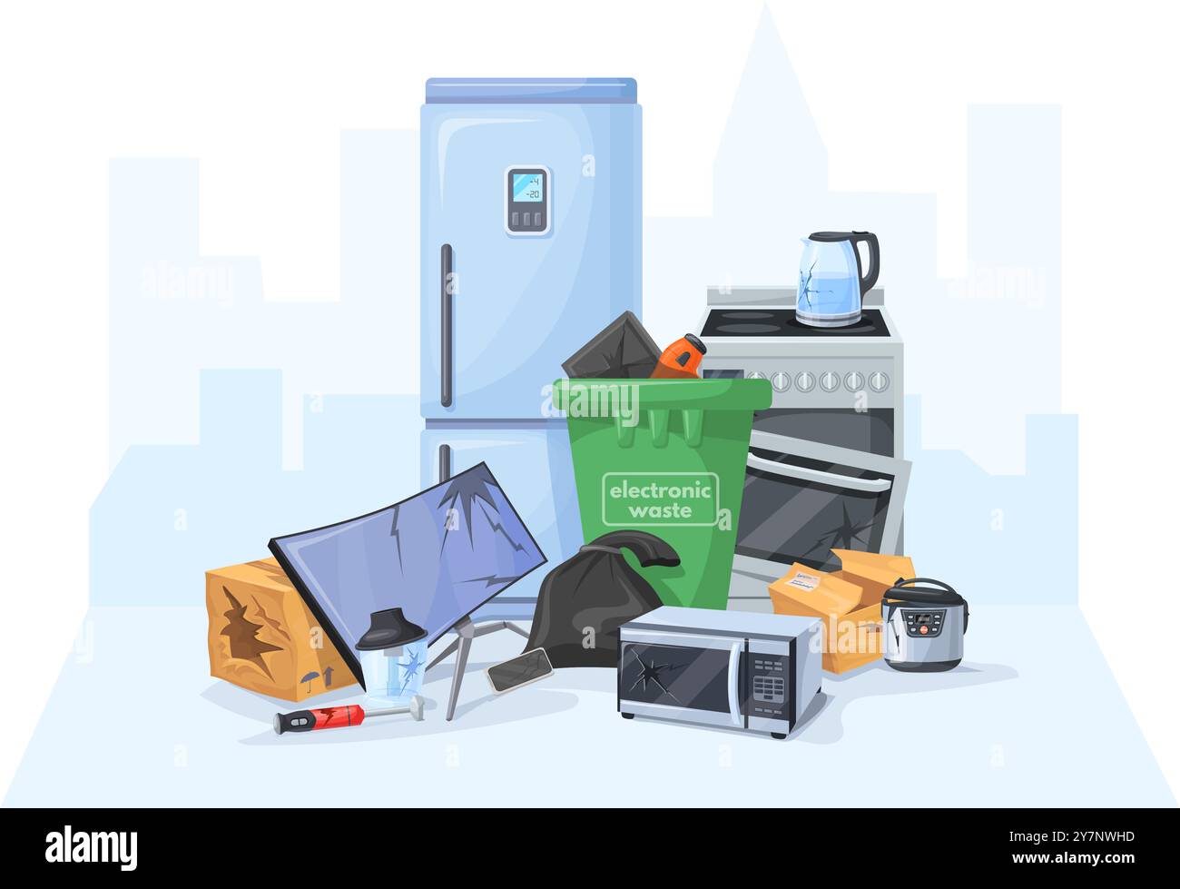 Appliances waste. Electronic household appliance pile trash, recycling ...