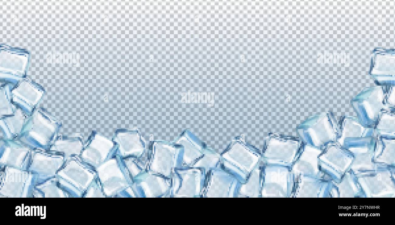 Realistic ice cubes background. Frosty frame backdrop transparent ...