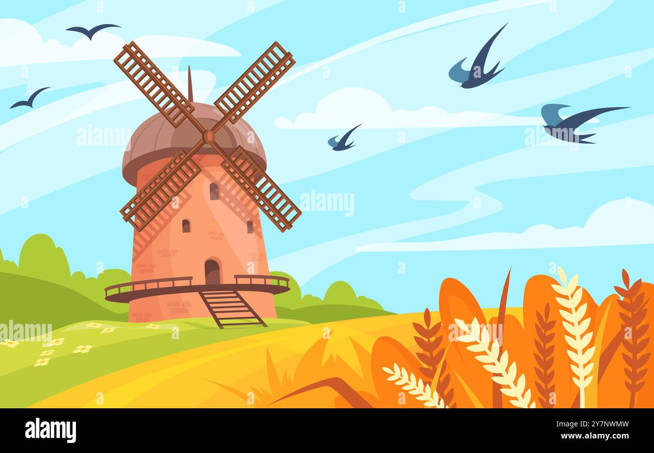 Grain field birds Stock Vector Images - Alamy