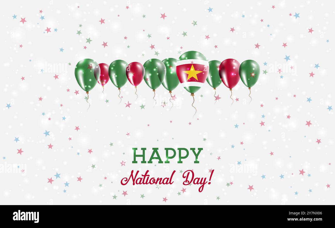 Suriname Independence Day Sparkling Patriotic Poster. Row of Balloons ...