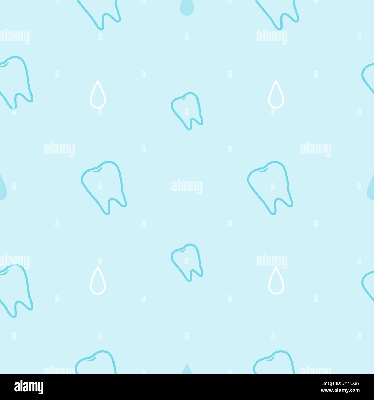 Dental hygiene pattern with teeth. Blue oral health background with ...