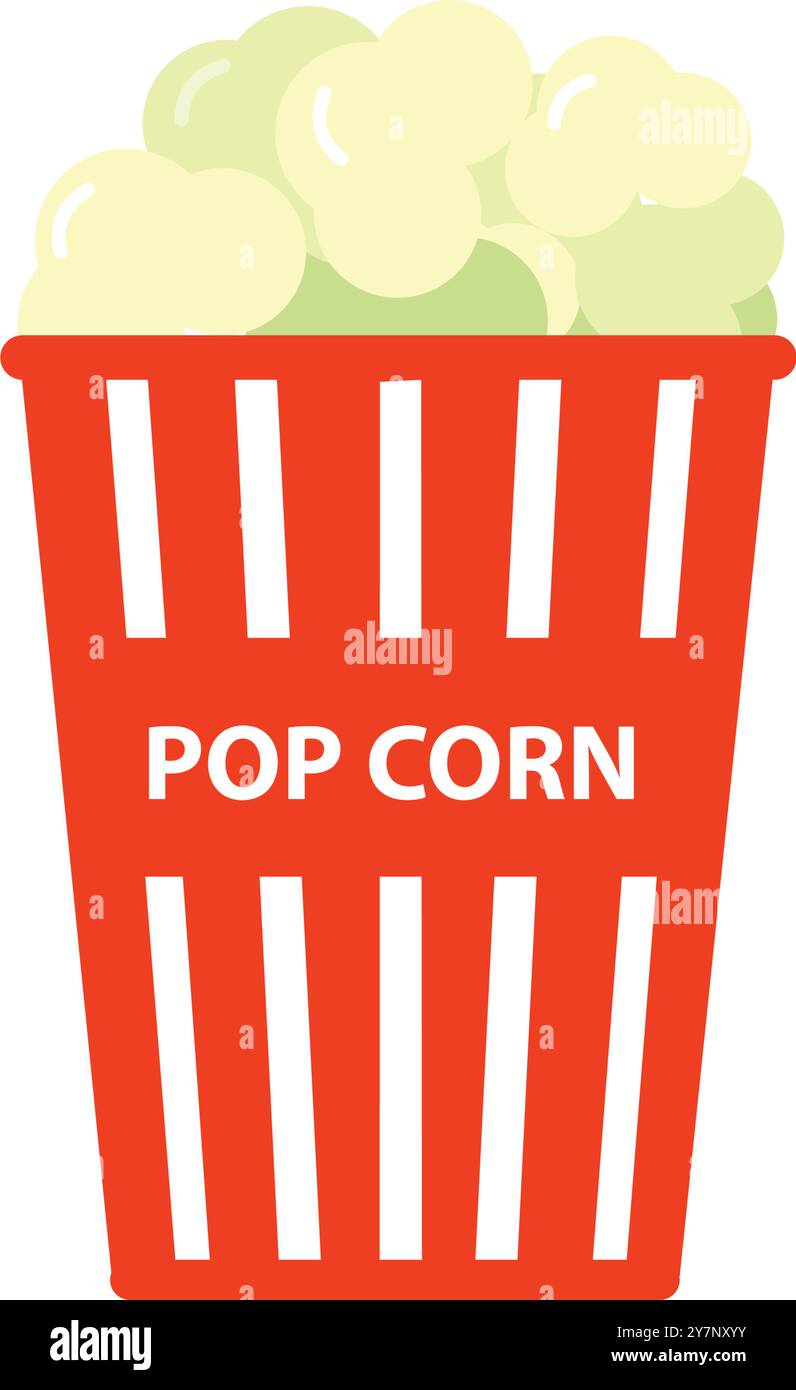 Popcorn food design icon, web corn box snack flat vector illustration ...