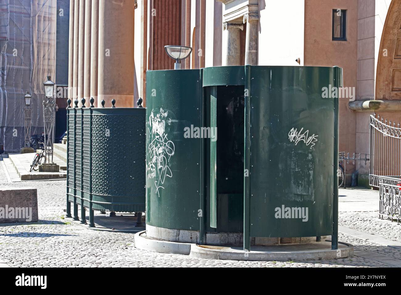Old fashioned Urinal and modern toilet installation, Copenhagen Stock ...