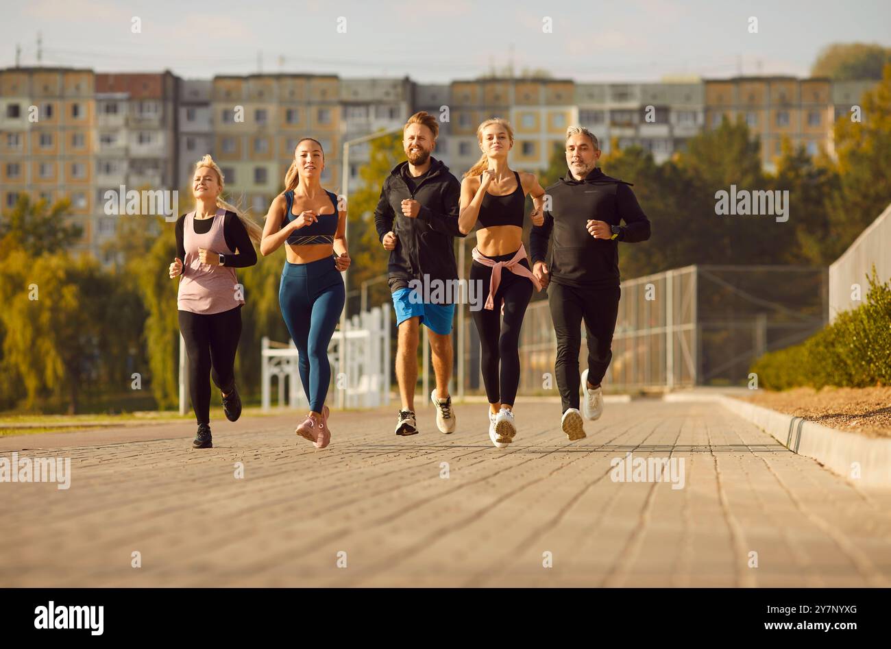 Diverse fitness group jogging hi-res stock photography and images - Alamy