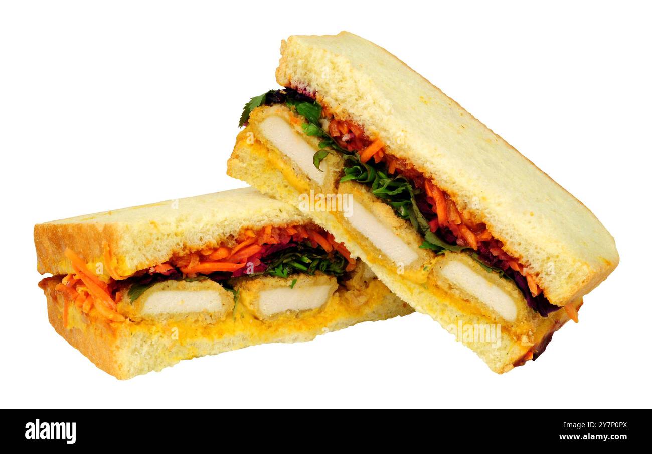 katsu sando sandwiches, filled with panko breaded chicken, katsu mayo ...