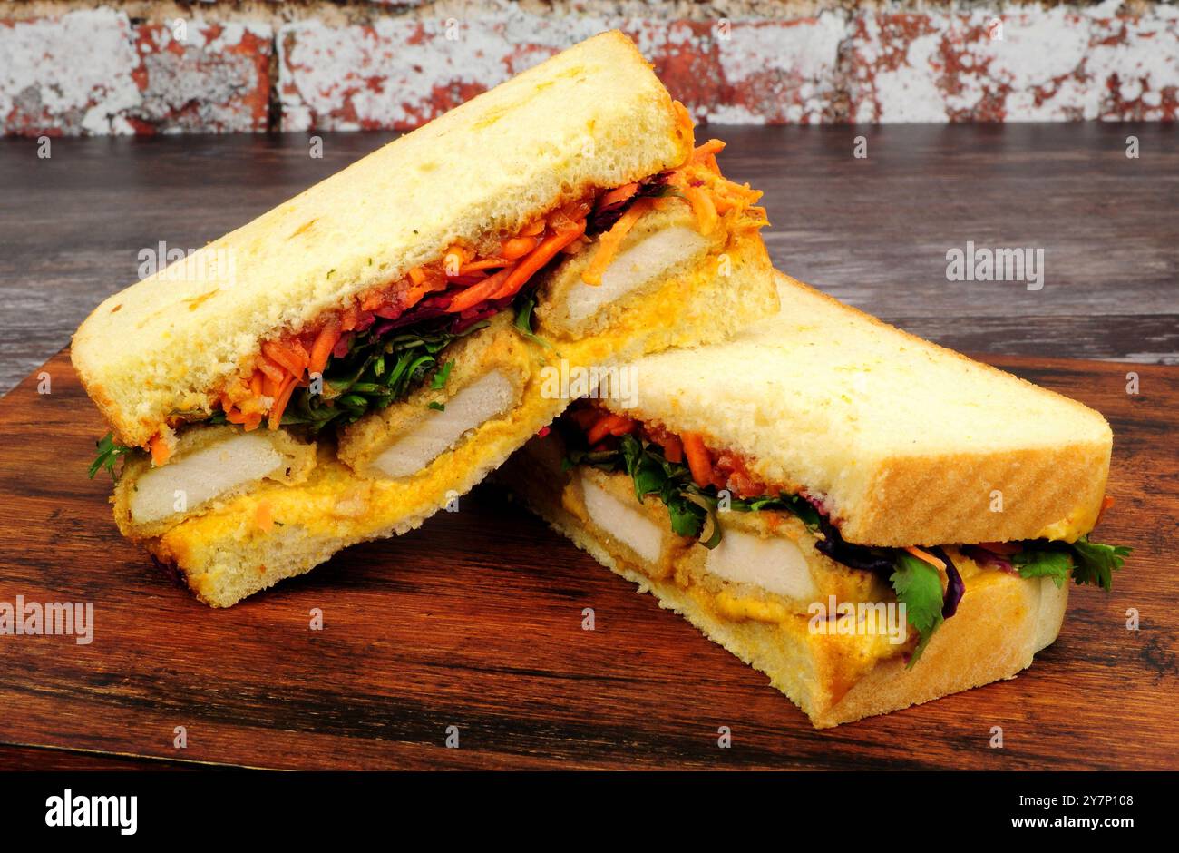 katsu sando sandwiches filled with panko breaded chicken, katsu mayo ...