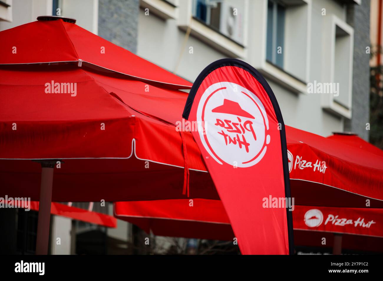 Gaziantep, Turkiye. 10 March 2024. The Pizza Hut logo at a Pizza Hut ...