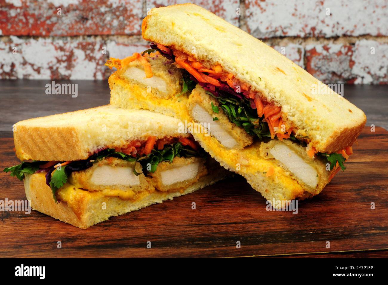 katsu sando sandwiches filled with panko breaded chicken, katsu mayo ...
