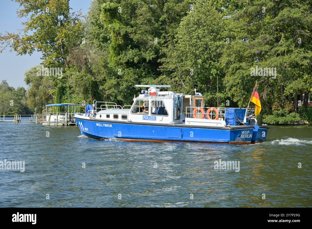Police boat Molly Mauk, Maienwerder Island, Tegel Lake, Tegel ...