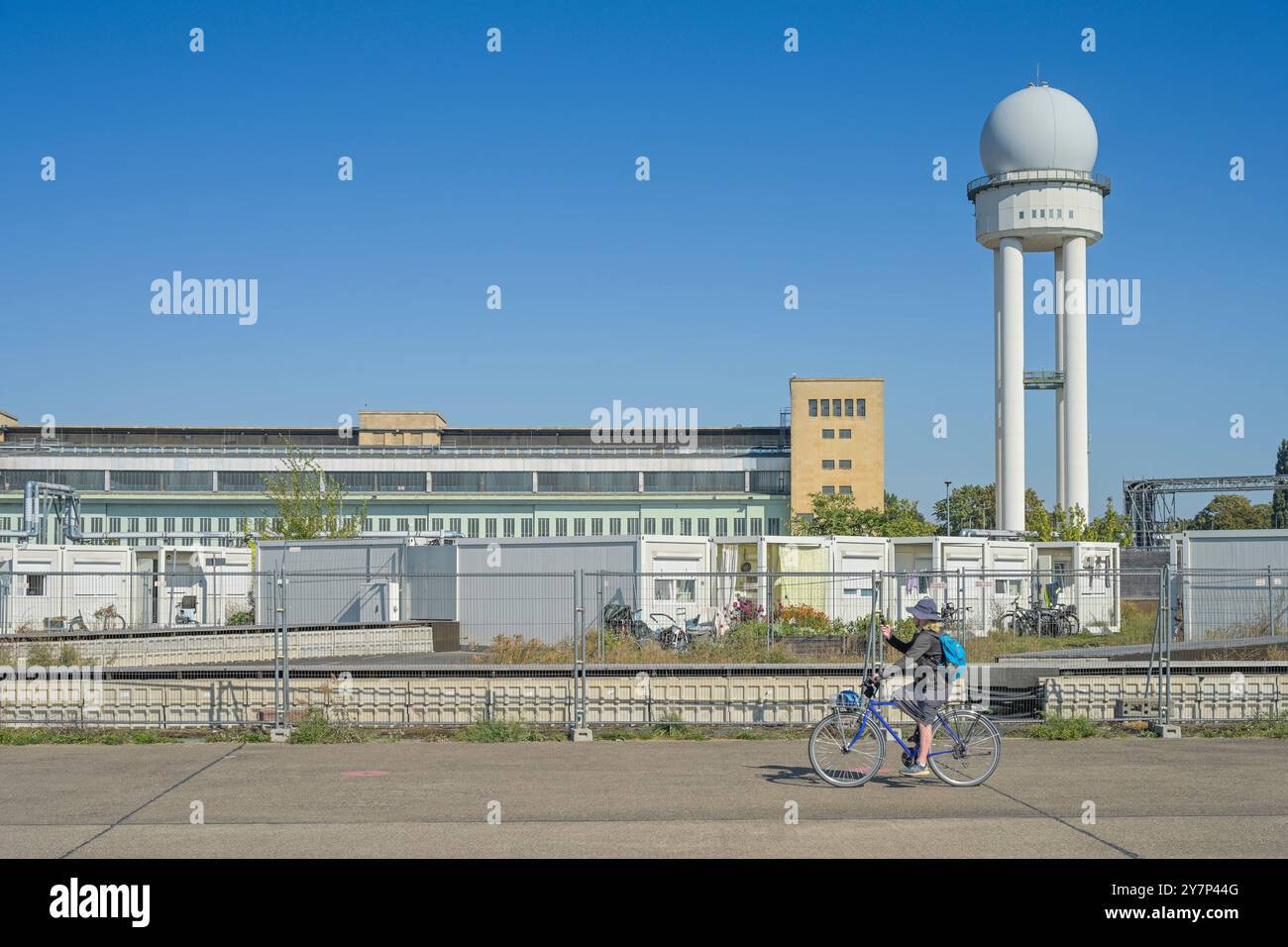 Container village, refugee accommodation, radar tower, fences ...