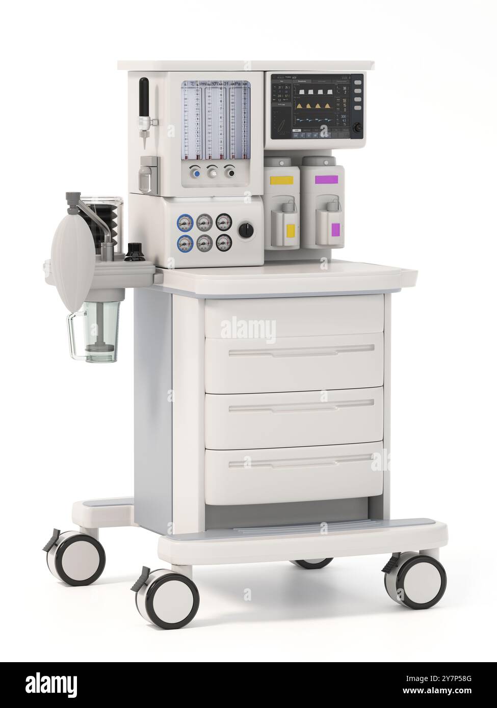 Anaesthetic machine isolated on white background. 3D illustration Stock ...