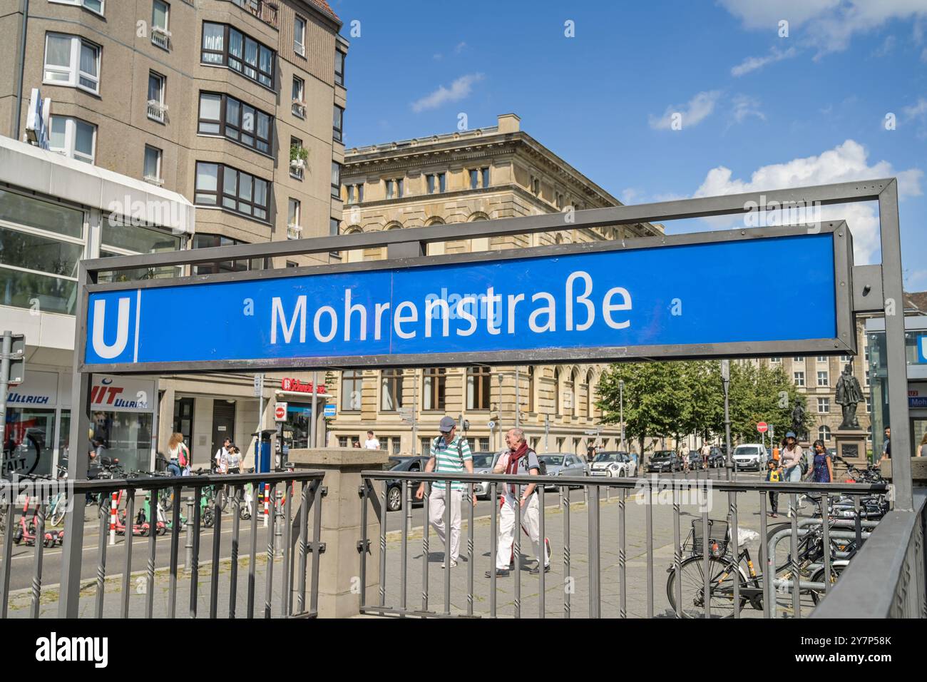 Entrance to Mohrenstrasse subway station, Wilhelmplatz, Mitte, Berlin ...