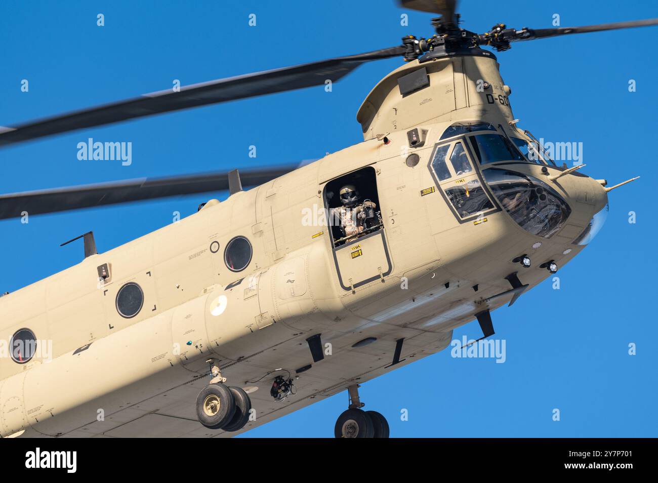 A Boeing CH-47F Chinook military transport helicopter of the Royal Netherlands Air Force Stock ...