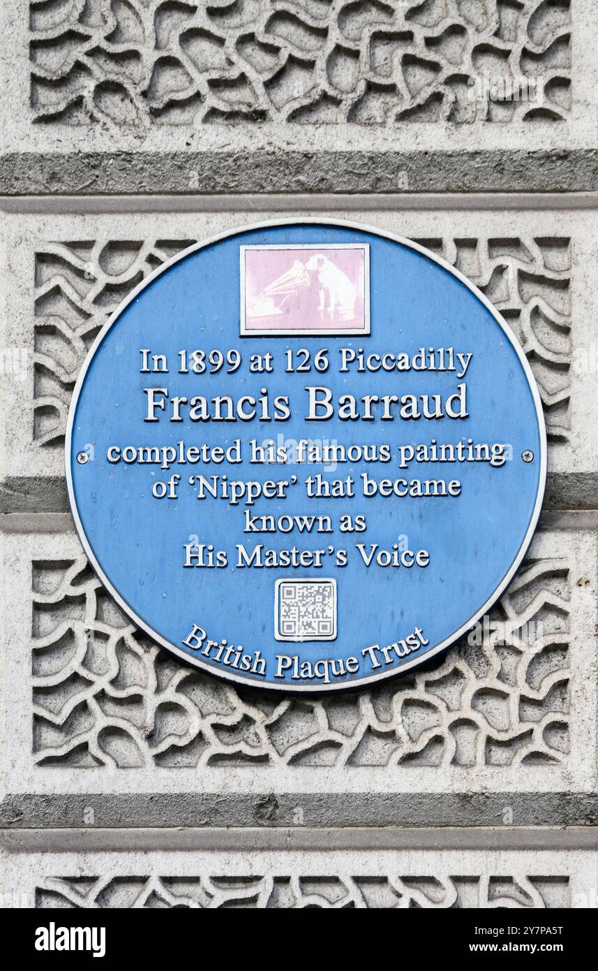 London, UK. Commemorative plaque: "In 1899 Francis Barraud completed ...