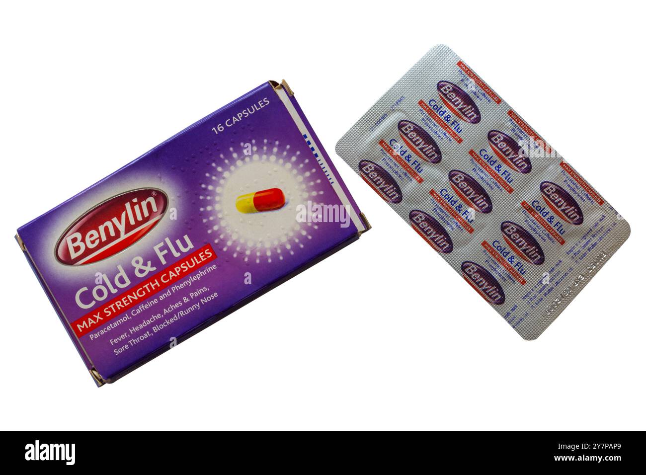 Benylin Cold & Flu max strength capsules with blister pack removed ...